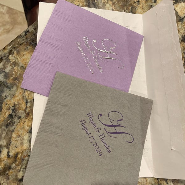 Monogrammed Wedding Napkins Personalized Wedding Reception Napkins ...