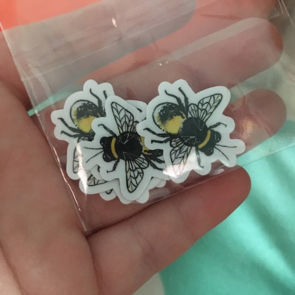 Tiny Bee Stickers 5-pack or 10-pack, Die Cut 1"x1" Handmade Vinyl ...