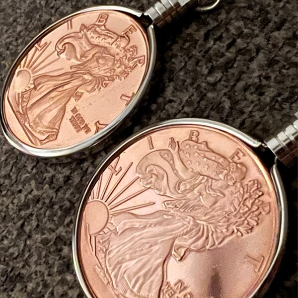 Eagle Liberty Dollar Silver Coin Key Chain, His and Hers, Wedding Gift ...