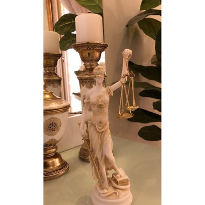 Greek Goddess Themis Statue Gold Colour Blind Lady Justice Sculpture ...