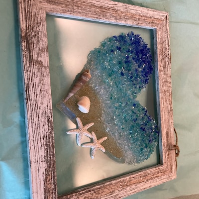 Sea Glass Heart Sea Glass Art Beach Heart Decor Heart Wall Art Beach ...