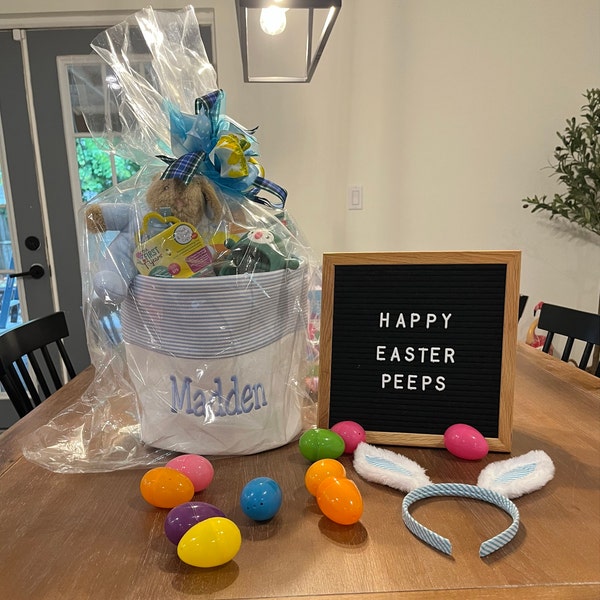 Embroidered Canvas Seersucker Easter Baskets / Personalized Basket for ...