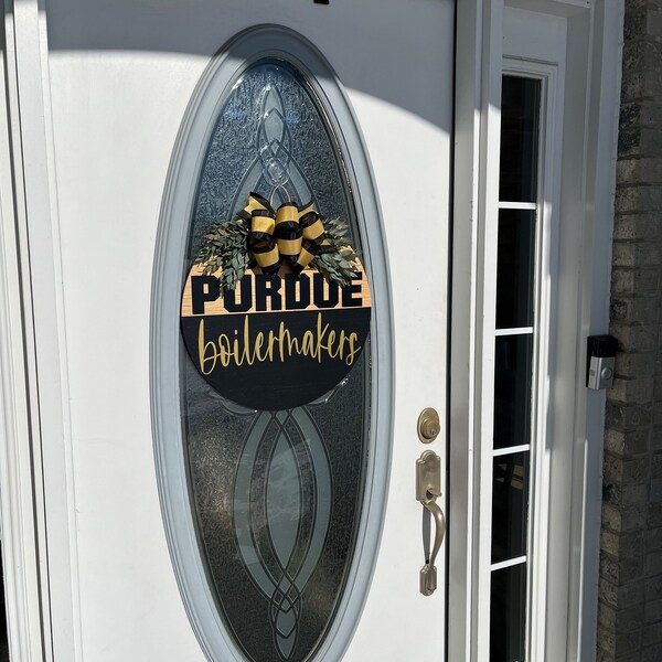 Purdue Front Door Decor | Boilermakers Sign | Purdue Wreath | Football ...