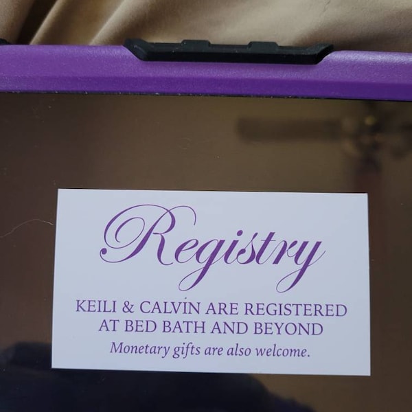Printable OR Printed Registry Inserts With Custom Color and Font ...