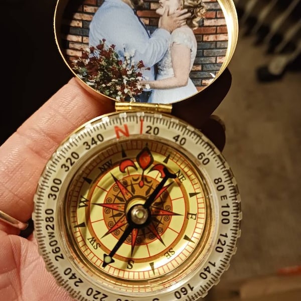 Engraved PHOTO Compass, Personalized Compass, Bride Gift, Groom Gift ...