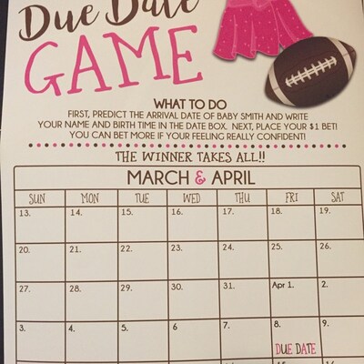 Due Date Game 16x20 Poster File, , Gender Reveal Party, Guess the Due ...