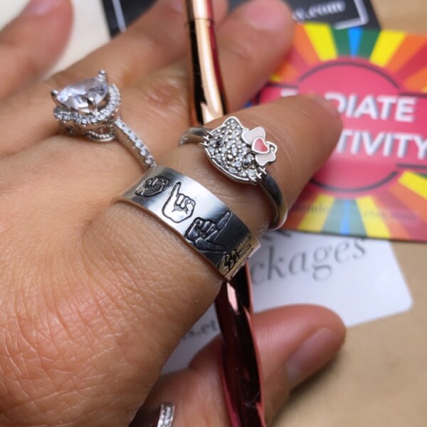 ASL Custom Name Stacking Wrap Ring | American Sign Language Gift | ASL ...