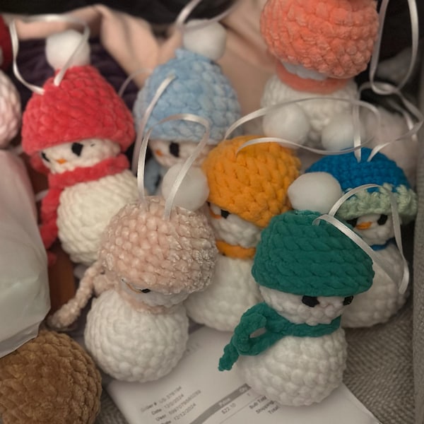 Crochet Mini Snowman Pattern. Christmas Little Snowman. Snowman ...