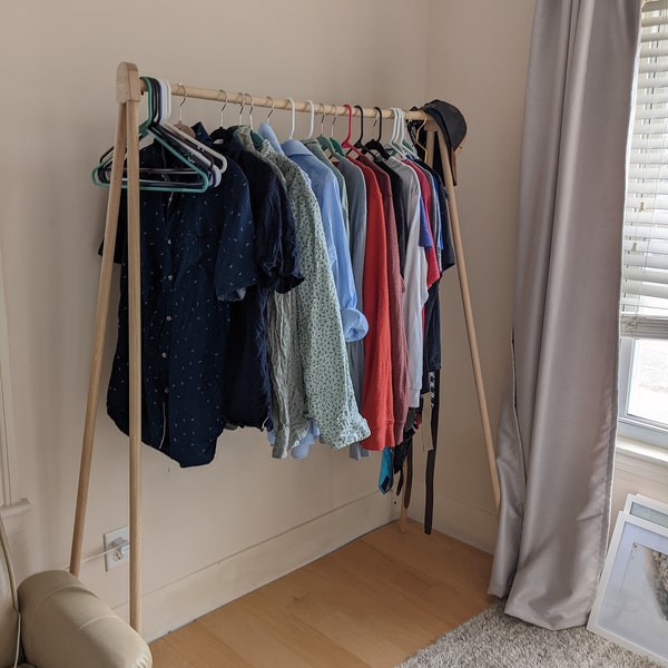 Minimal Oak Clothes Rack: Modern Clothes Stand - Etsy