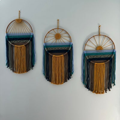 Rustic Macrame Wall Art, Painting of Macrame Beach and Sun on the Wall ...