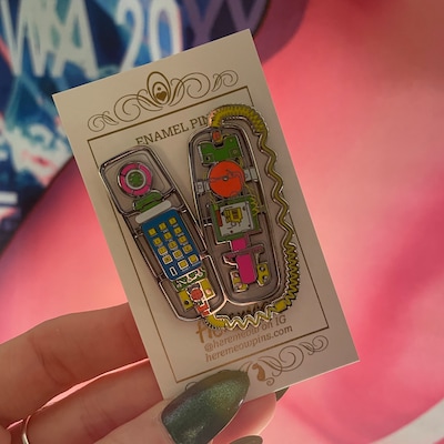 90s Clear Neon Phone Deluxe Enamel Pin V2.0 90s Nostalgia Nineties ...