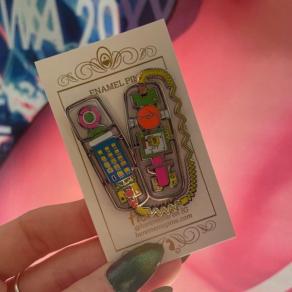 90s Clear Neon Phone Deluxe Enamel Pin V2.0 - 90s Nostalgia - Nineties ...