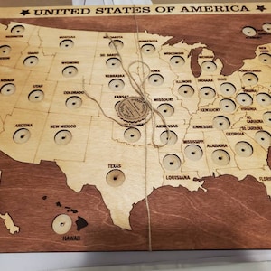 Wooden US 50 States Quarter Map, Quarter Coin Display, Coin Collection ...