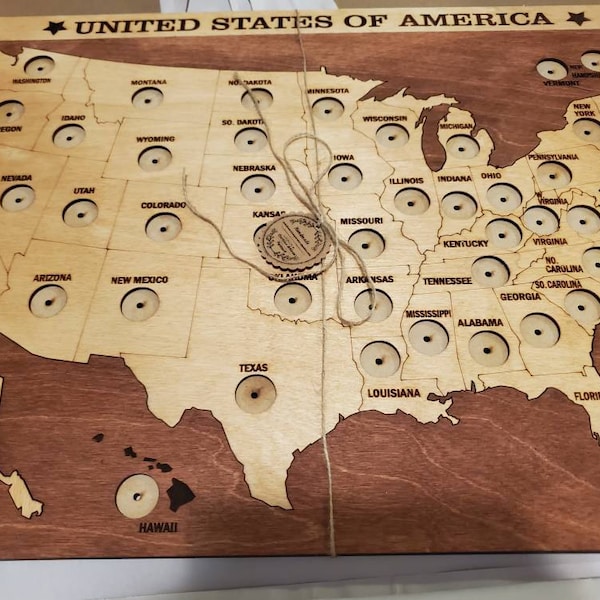 Wooden US 50 States Quarter Map, Quarter Coin Display, Coin Collection ...