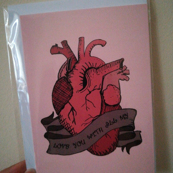 Anatomical Heart Valentine's Card Funny Valentine's Card Valentine Day ...