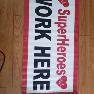 Heroes Work Here Vinyl Banner Sign Free Shipping - Etsy
