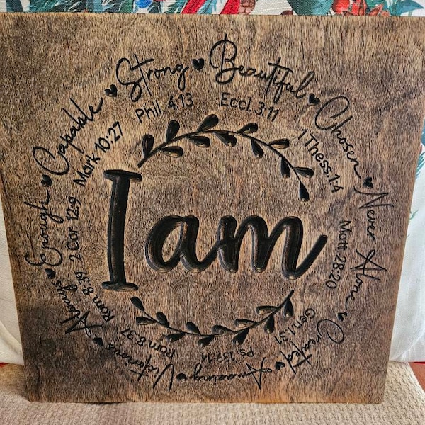 I Am Bible Verse Wood Sign | Christian Scripture Wall Art | Bible Verse ...