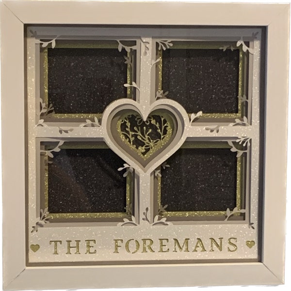 3D Family Gallery Shadow Box, Custom Name, Multi Photo Frame, Family ...