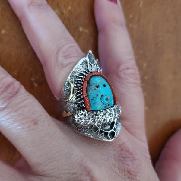 Navajo Artisan-tyler BROWN-3 Panel-lapis Cluster 2" Width Sterling Cuff ...