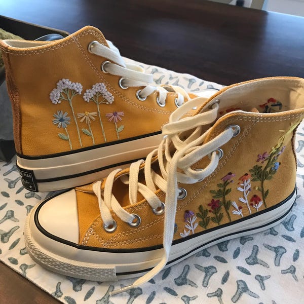 Bridal Flowers Embroidered Vans Wedding, Custom Vans Embroidered ...