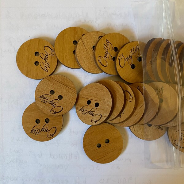 50 Custom Wooden Buttons - Your Shop Name or Logo - Etsy