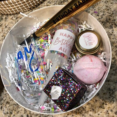 Birthday Gift Gift Box for Birthday White Confetti Box Custom Birthday ...