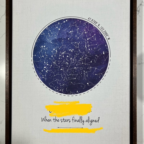 Star Map Anniversary Gift, Night Sky by Date, Night Sky Print, Star Map ...