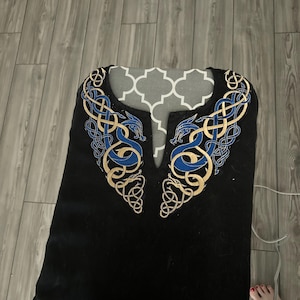 Italian Embroidered Blackwork Square Collar and Cuffs Knotwork - Etsy