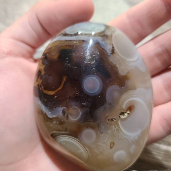 AAA Natural Aquatic Plant Agate Banded Crystal Polished Pendant Palm ...