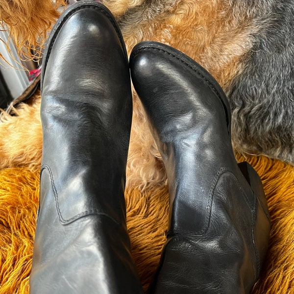 Motoman Vintage Harness Ring Boots Black Moto Riding Square Toe EU 44 ...