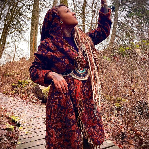 Hooded Festival Blanket Cloak • Enchantment Cloak • Unisex Paisley Cape ...