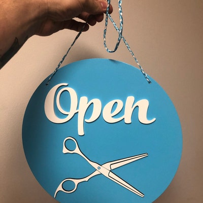 Hair Salon Open Closed Sign With Scissors Business Sign Barbershop Sign ...