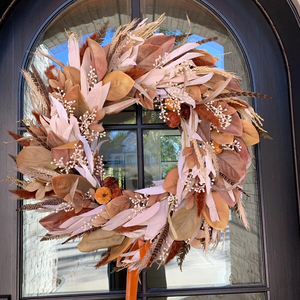 24" Real Touch Magnolia Wreath for Front Door With Real Touch Magnolia ...