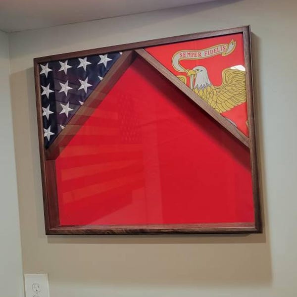 Shadowbox (one Flag), Flag Display, Military Shadow Box, Air Force, Army, Coast Guard, Navy ...