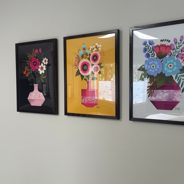 Abstract Scandinavian Floral Art Print - Flower Wall Art - Folk Art ...