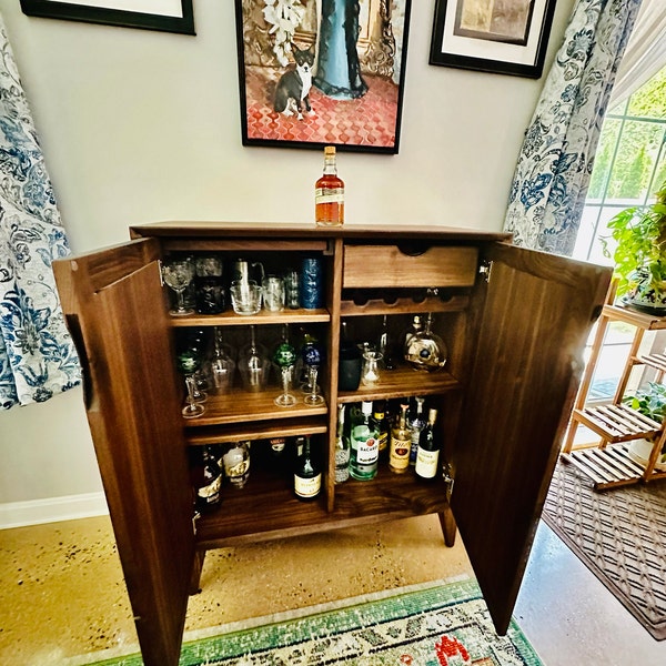 The Steirwalt / Modern Walnut Bar Cabinet / Walnut Bar Cabinet / Liquor ...
