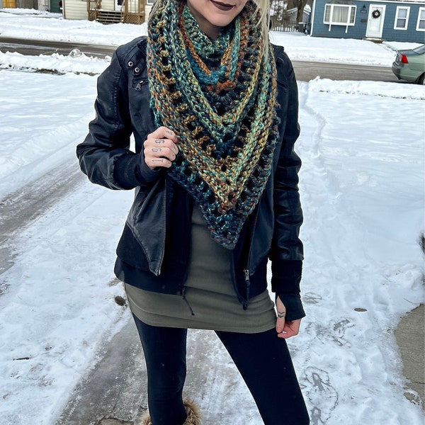 Crochet PATTERN | Boho Triangle Scarf Written Pattern | Boho Soul Scarf ...