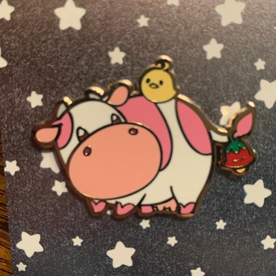 Farm Friends Hard Enamel Pins, Strawberry Cow, Chicken, and Baby Chicks ...