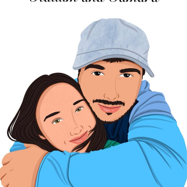 Custom Family Portrait, Personalized Gift, Digital Drawing and ...