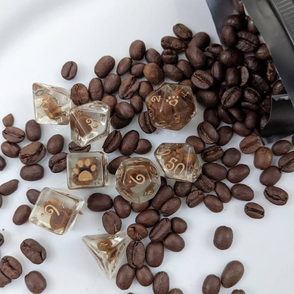 Coffee Bean Dnd Dice Set: Real Coffee, Copper Font - Etsy