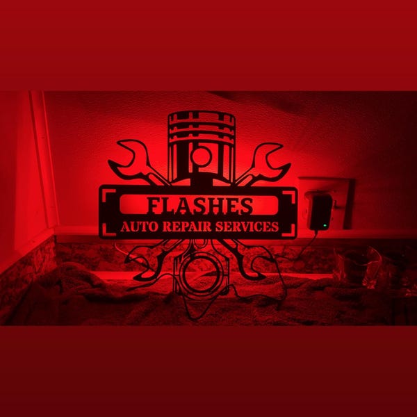 Custom Garage Name Metal Wall Art With LED Light, Personalized Workshop ...