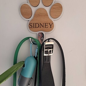 Personalised Dog Lead Hook Dog Lead Holder Dog Paw Print - Etsy