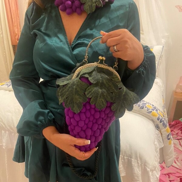 Designer Purse Felted Grape on a Purse Purple Felted Purse Felted Bag ...