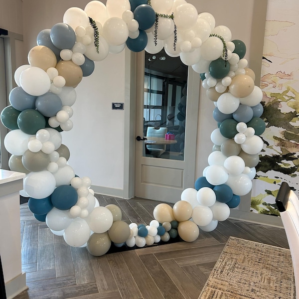 Neutral Baby Shower DIY Balloon Garland Arch Kit Soft Cloud Blue, Gold ...