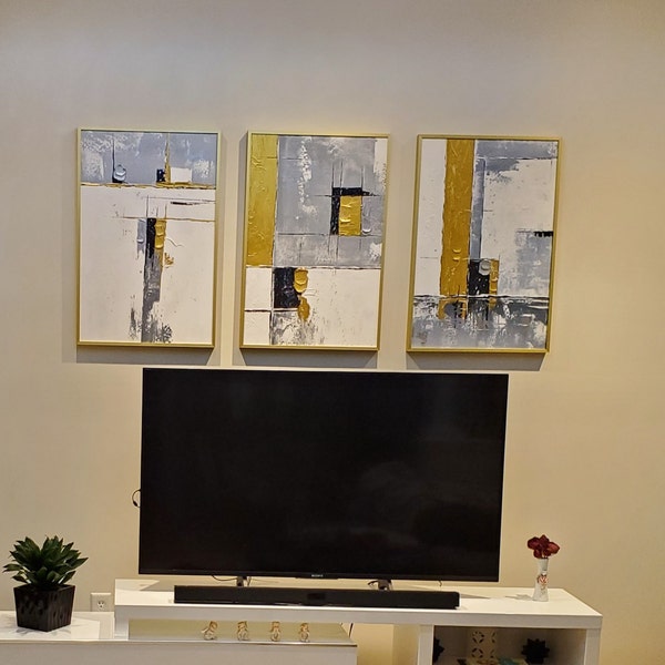 3 Pieces Original Acrylic Painting Abstract Painting on Canvas Framed ...