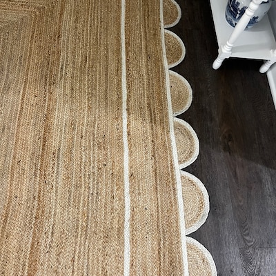 Scallop Wavy Jute Rug Natural Jute Wave Edge Rug Scalloped - Etsy