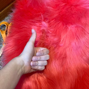 Dark Red Faux Fur 2 Pile, Red Fur Fabric, Dark Red Fur Craft Squares ...