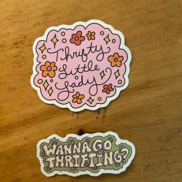 Wanna Go Thrifting? Waterproof Sticker | Retro 70s Thrifting Cute Vinyl ...