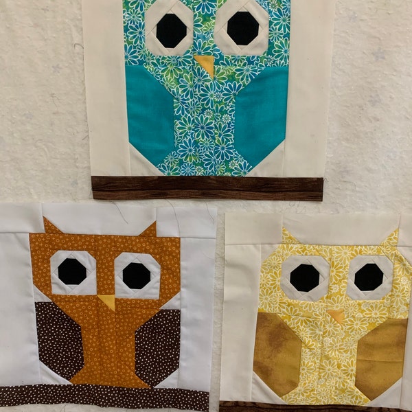 Classic Cute Owl Quilt Block Pattern Bird Animal PDF -includes ...