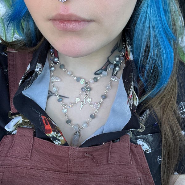 Pearl Necklace, Y2k, Pixie, Fairycore, Layered Pearl Necklace ...